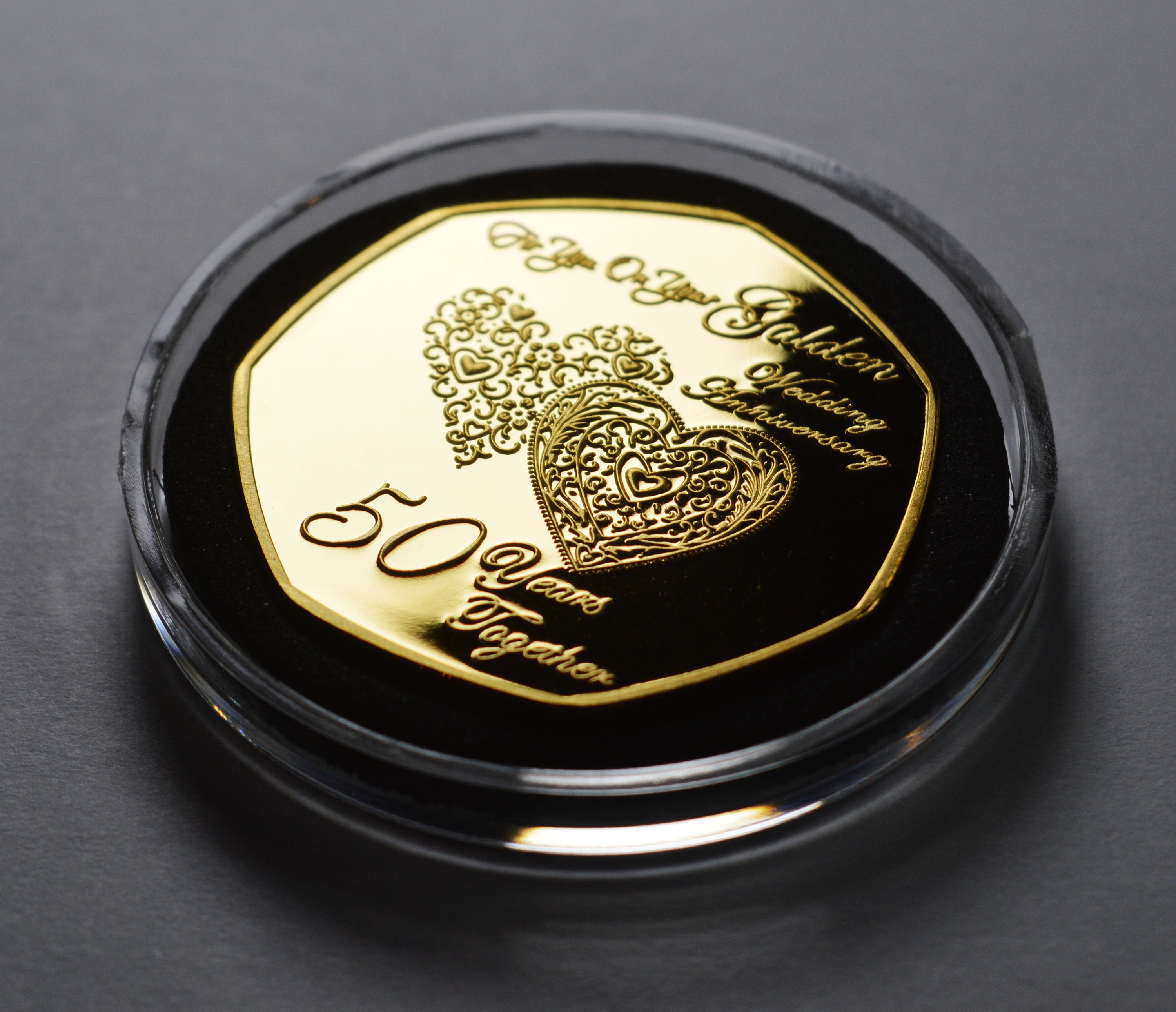 50th GOLDEN WEDDING ANNIVERSARY 24ct Gold Commemorative in | Etsy UK