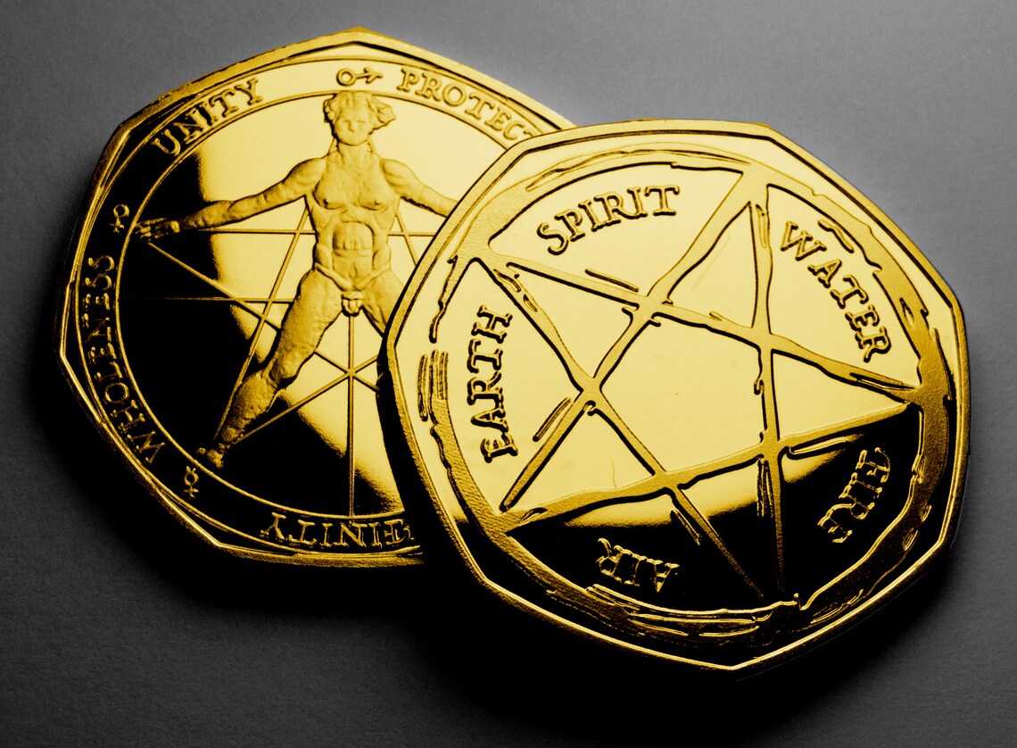 MAGIC ELEMENTS 24ct Gold Commemorative. Pentagram, Circle of Life ...