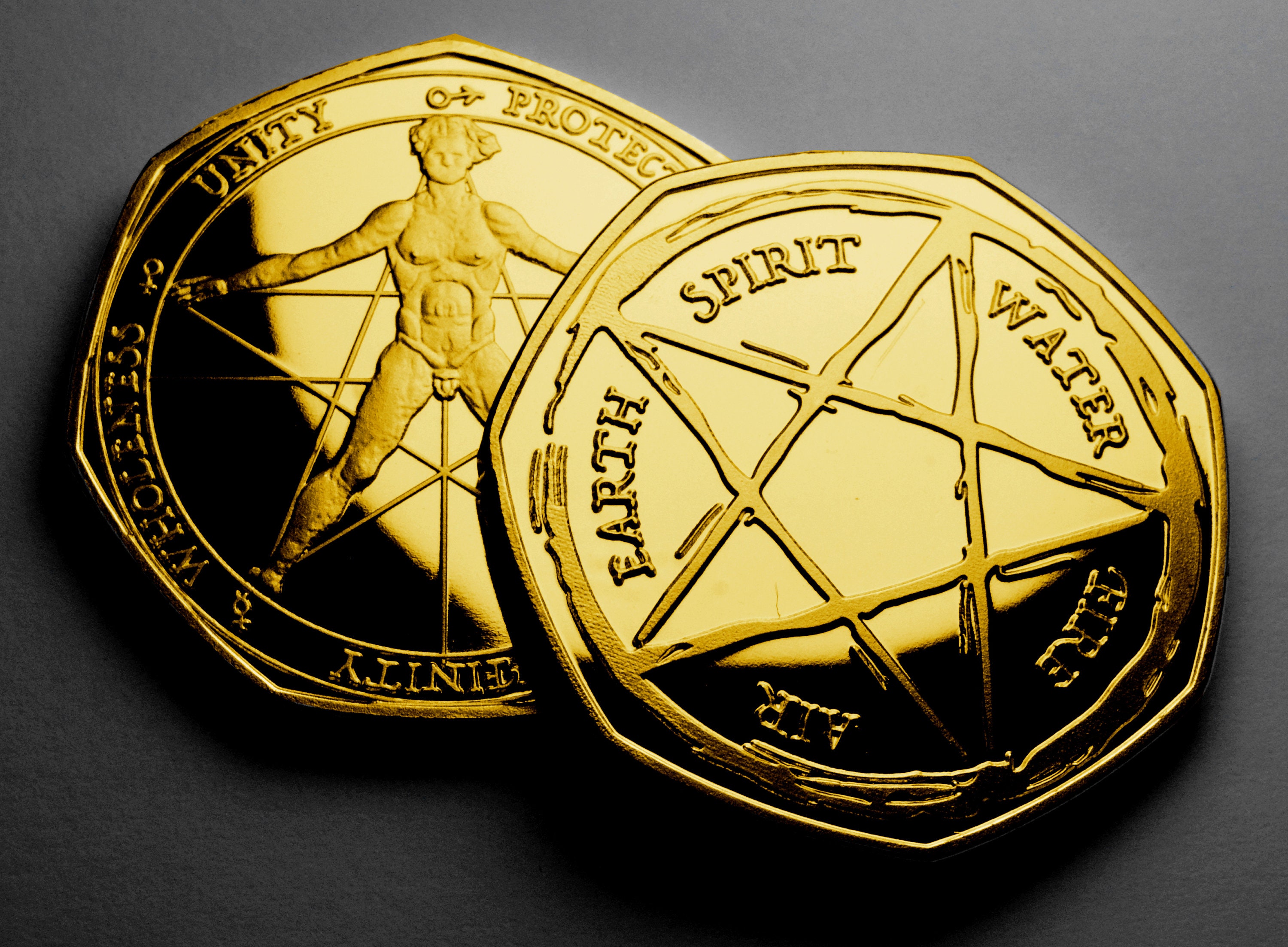 MAGIC ELEMENTS 24ct Gold Commemorative. Pentagram, Circle of Life ...