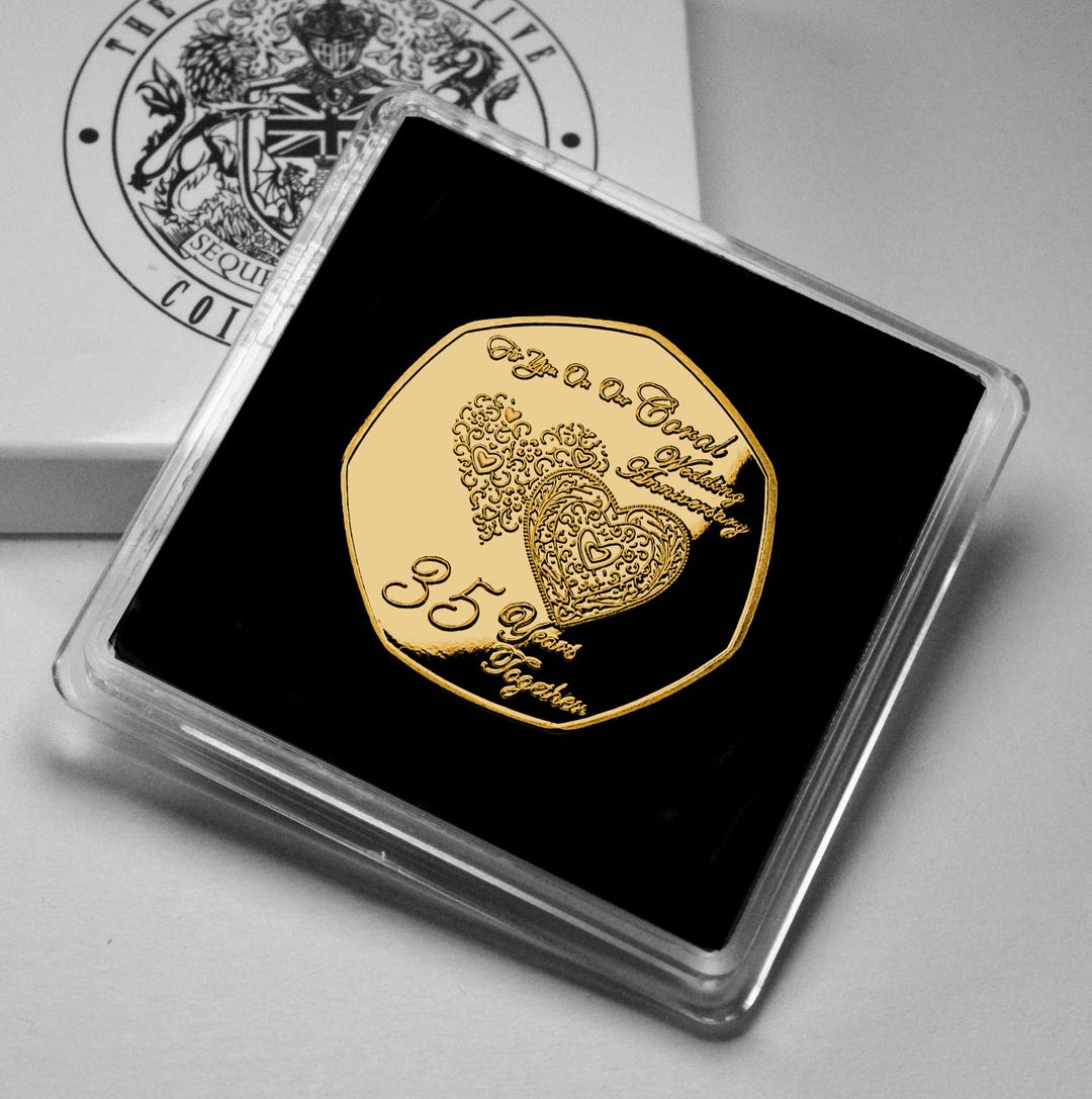 On OUR 35th Coral WEDDING ANNIVERSARY 24ct Gold Commemorative Coin in ...