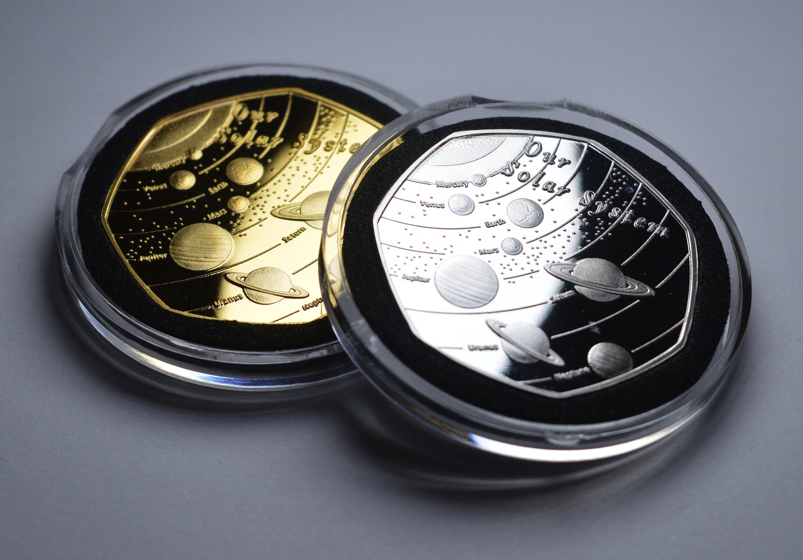 Pair of SOLAR SYSTEM .999 Silver & 24ct Gold Commemoratives in - Etsy