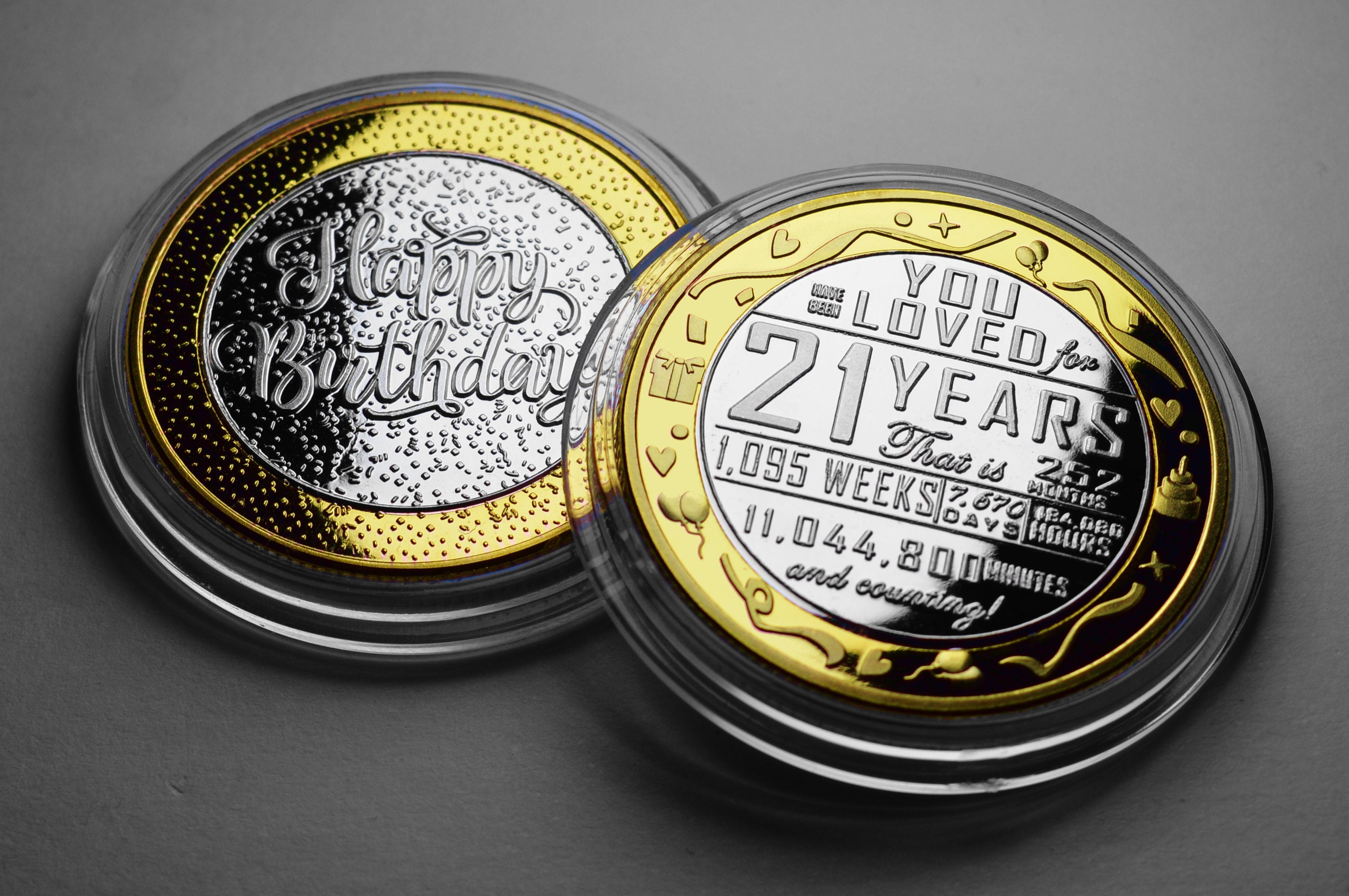 21st Birthday Dual Metal Silver & 24ct Gold Commemorative in Capsule ...