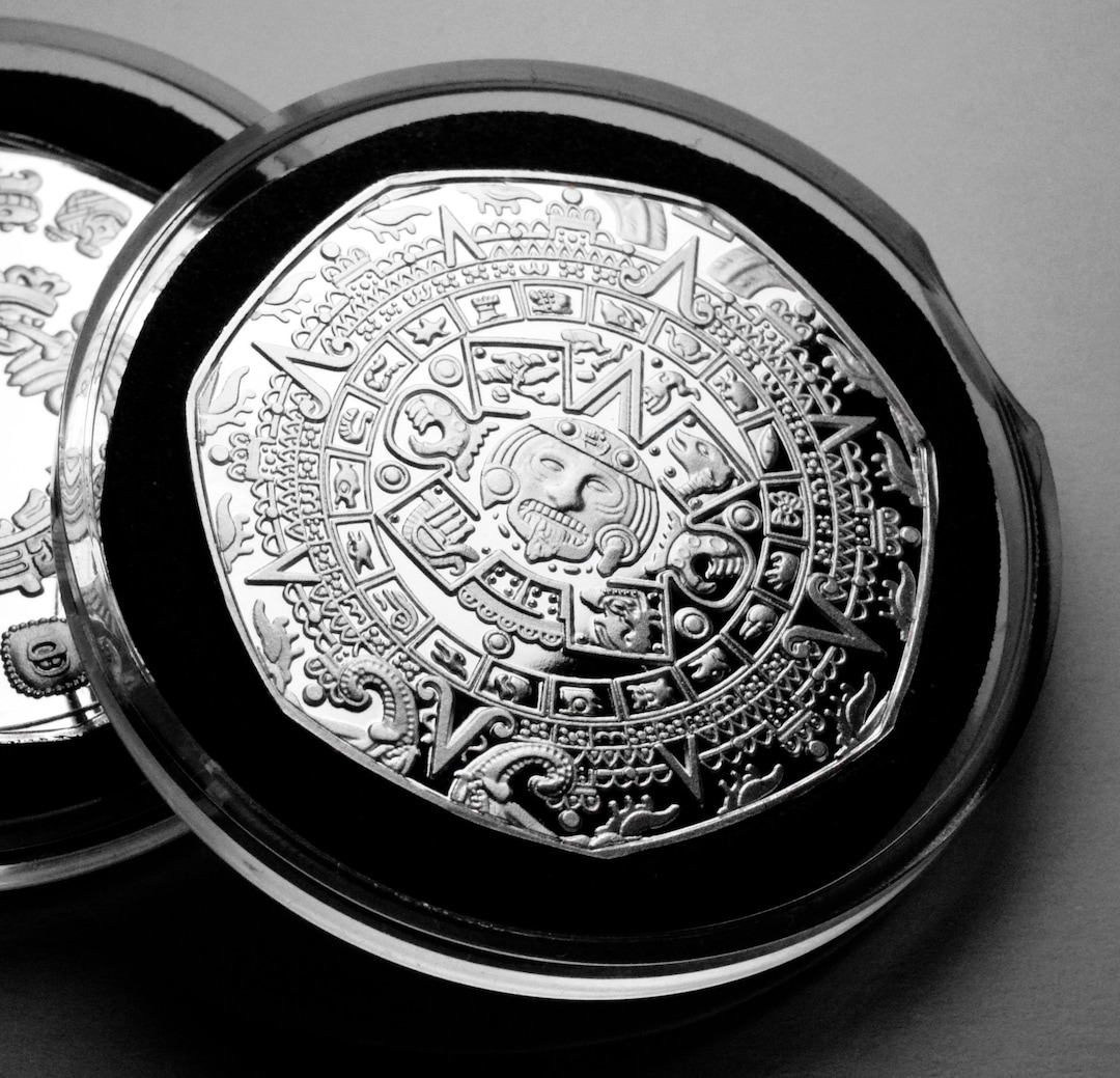 AZTEC CALENDAR Silver Commemorative in Capsule. Mayan/maya/mexico ...