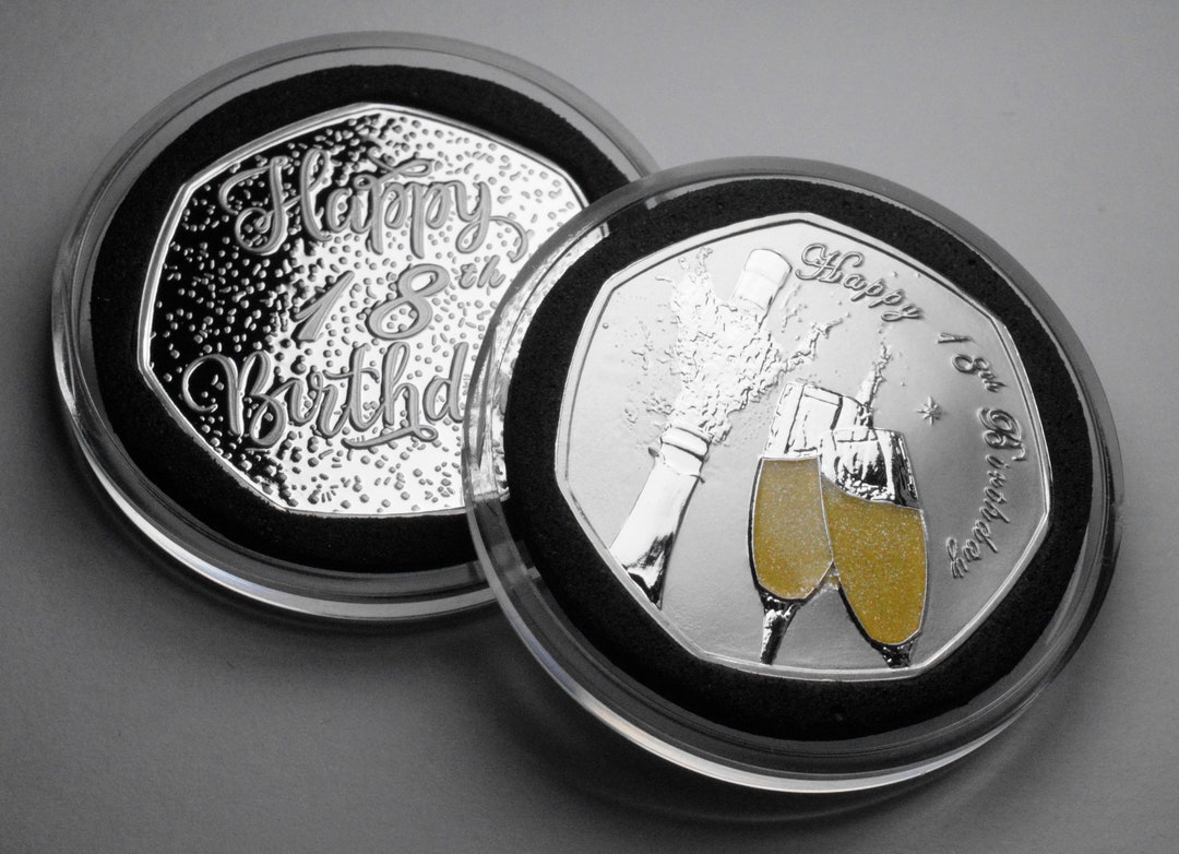 18th Birthday Silver Commemorative in Capsule. Colour/epoxy/resin. Gift ...