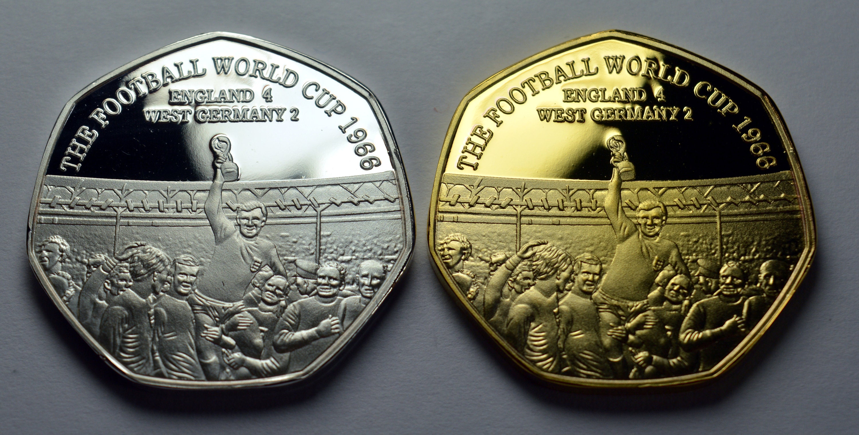 Pair of Football World Cup 1966 Silver & 24ct Gold Commemoratives ...