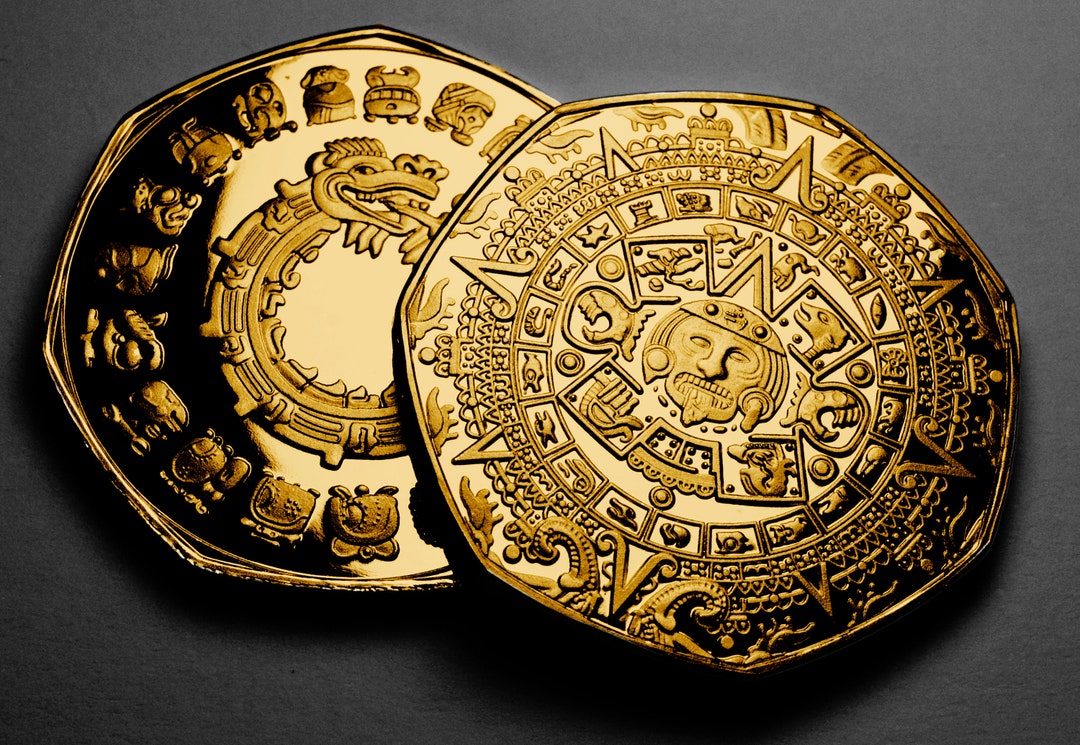 Aztec Calendar 24ct Gold Commemorative. Mayan/maya/mexico/mexica. Sun ...
