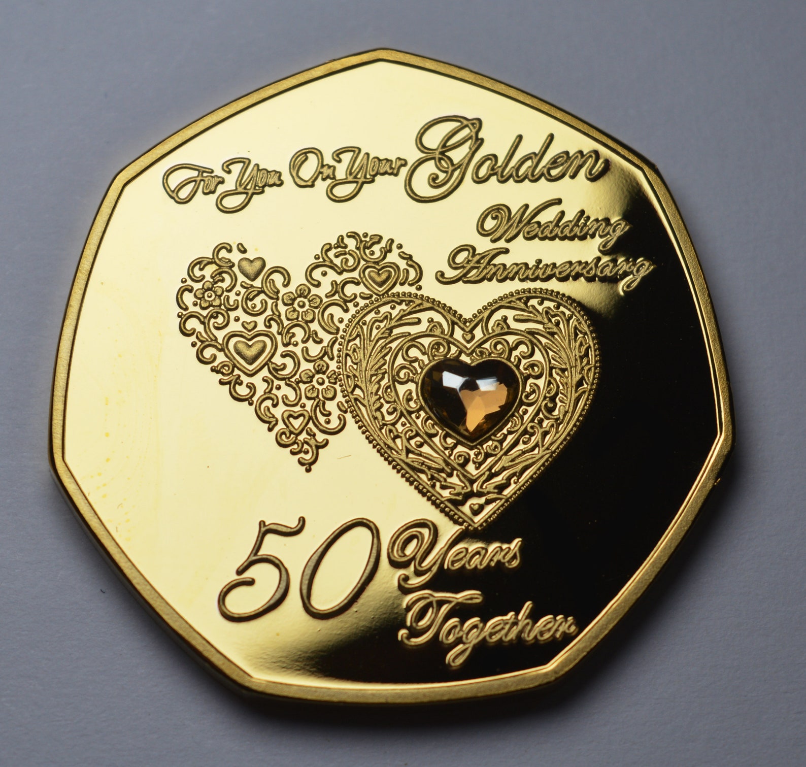 50th GOLDEN WEDDING ANNIVERSARY 24ct Gold Commemorative With - Etsy