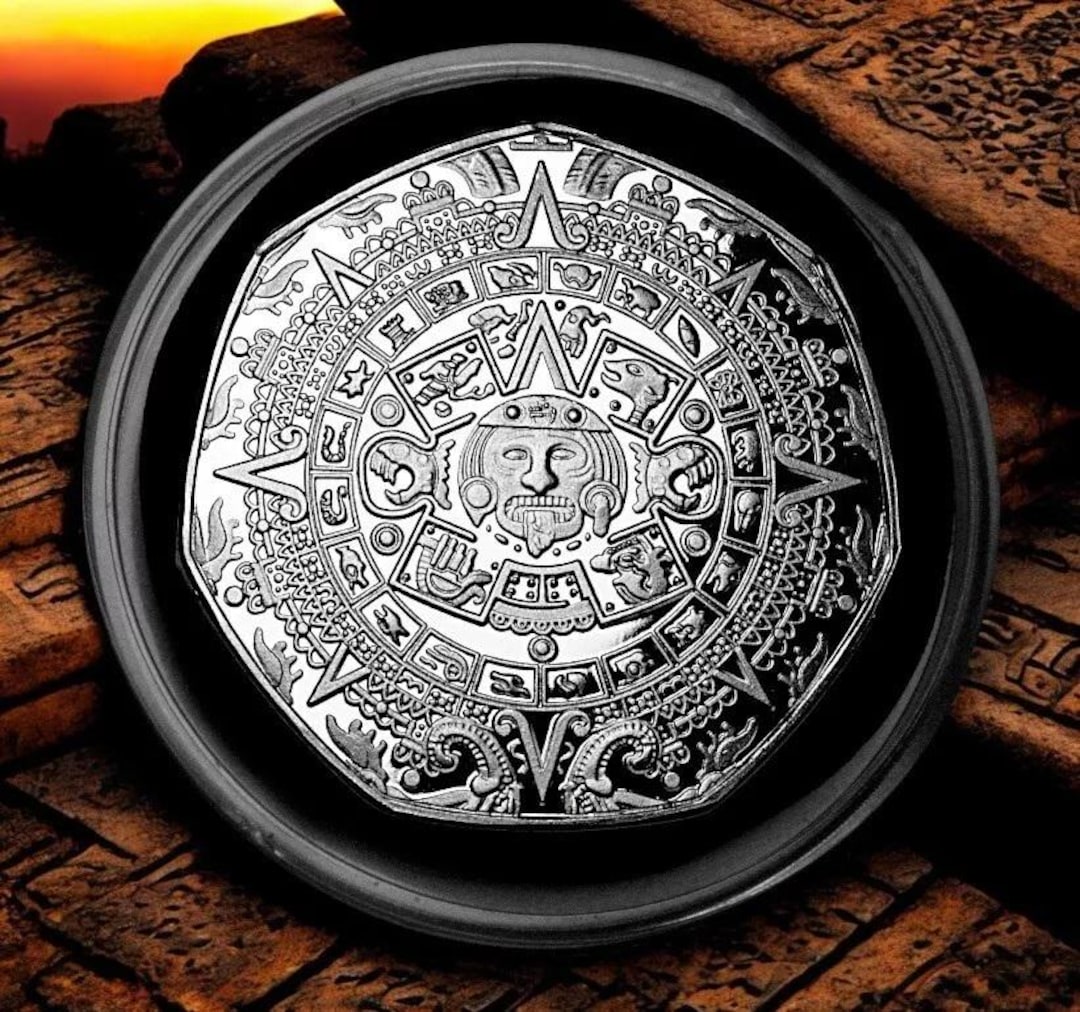AZTEC CALENDAR Silver Commemorative in Capsule. Mayan/maya/mexico ...