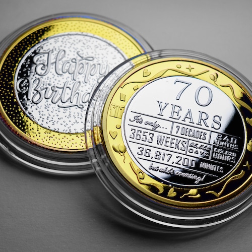 70th Birthday Dual Metal Silver & 24ct Gold Commemorative. - Etsy
