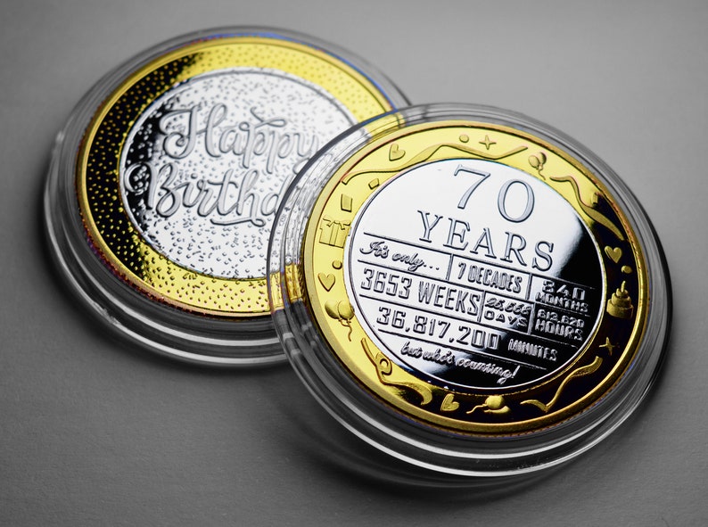 70th Birthday Dual Metal Silver & 24ct Gold Commemorative. - Etsy