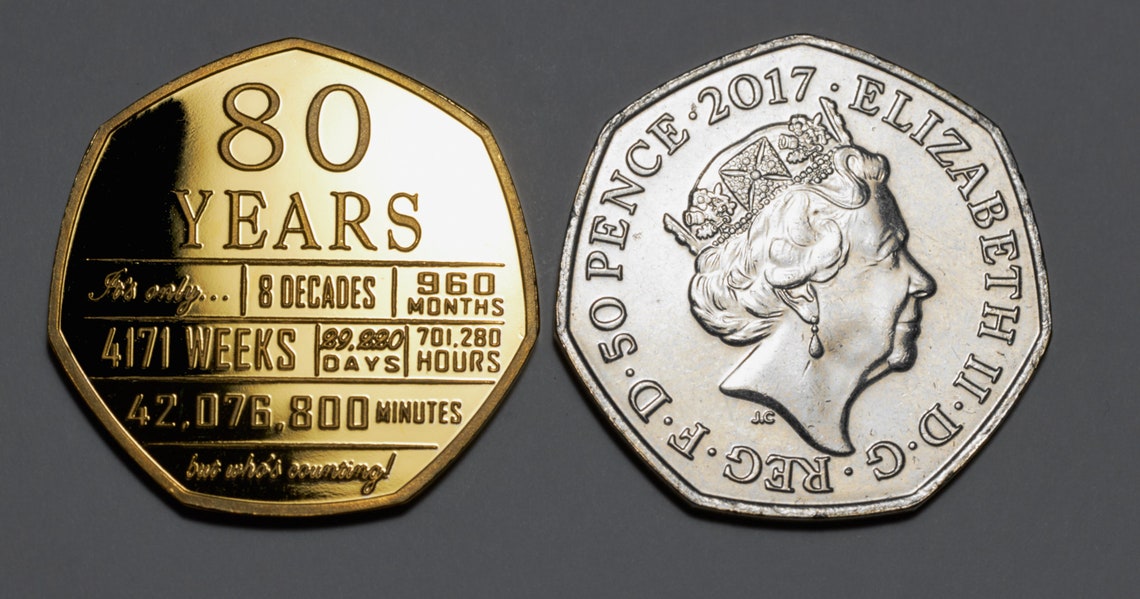 80th Birthday 24ct Gold Commemorative. Gift/present Congratulations ...