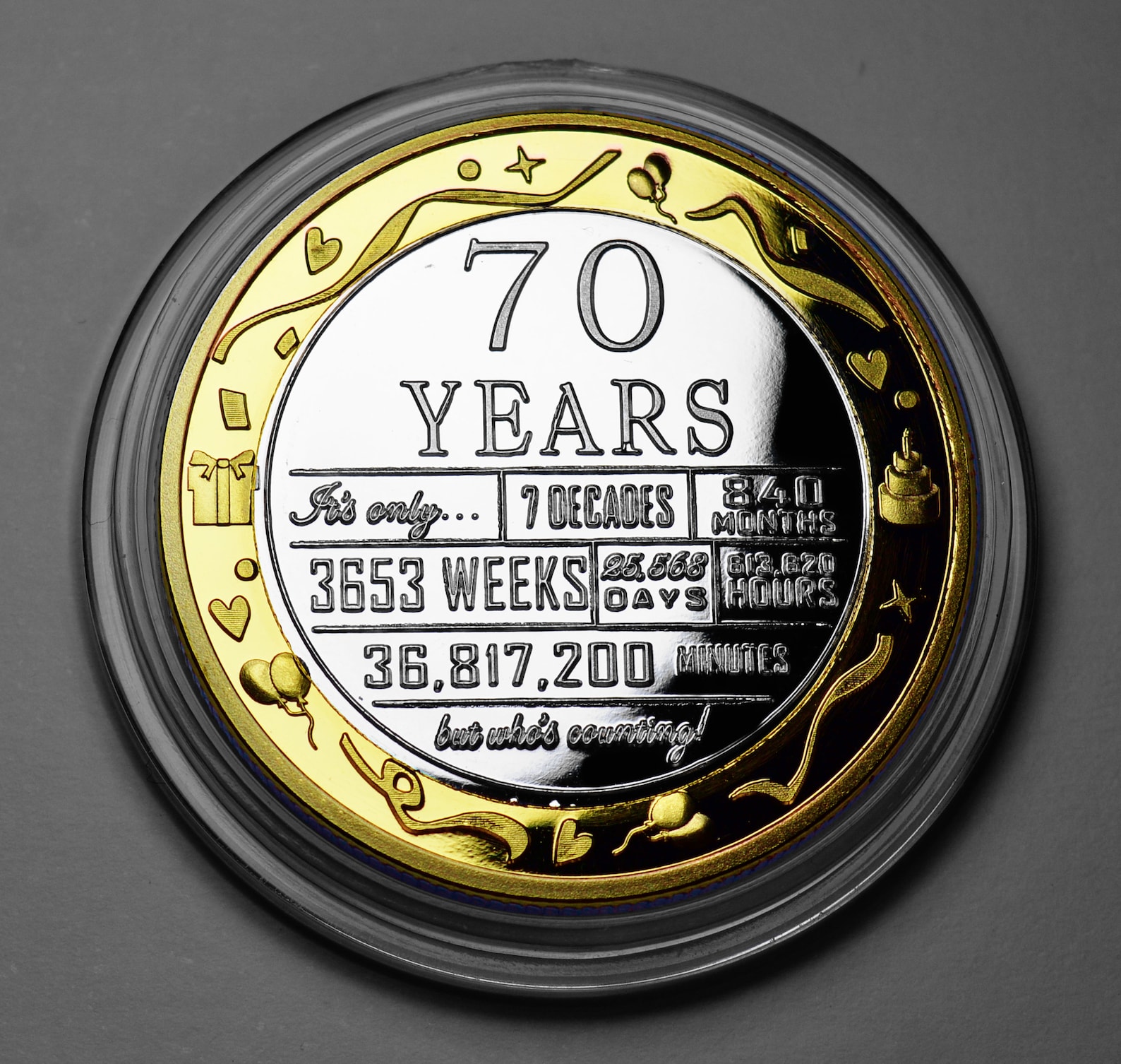70th Birthday Dual Metal Silver & 24ct Gold Commemorative. - Etsy