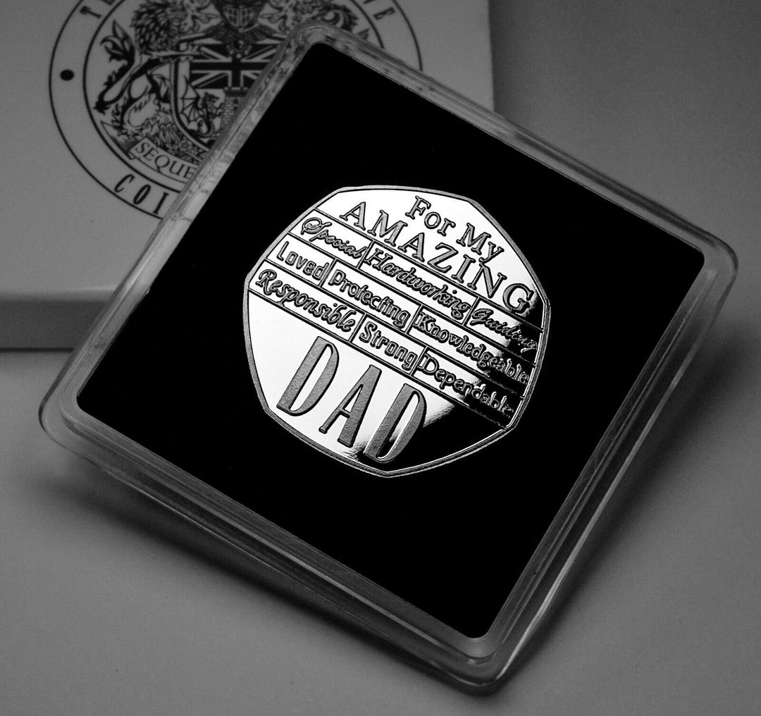 HAPPY FATHER'S DAY Silver Commemorative Coin in Gift Case. Gift/present ...