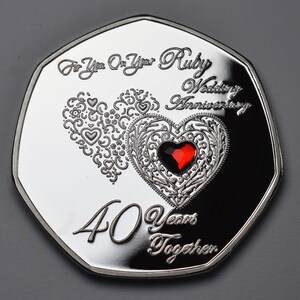 Pair of on Your 40th RUBY WEDDING ANNIVERSARY Commemoratives With ...