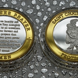 St Christopher Protect Us 'dual Metal' Silver and 24ct Gold ...