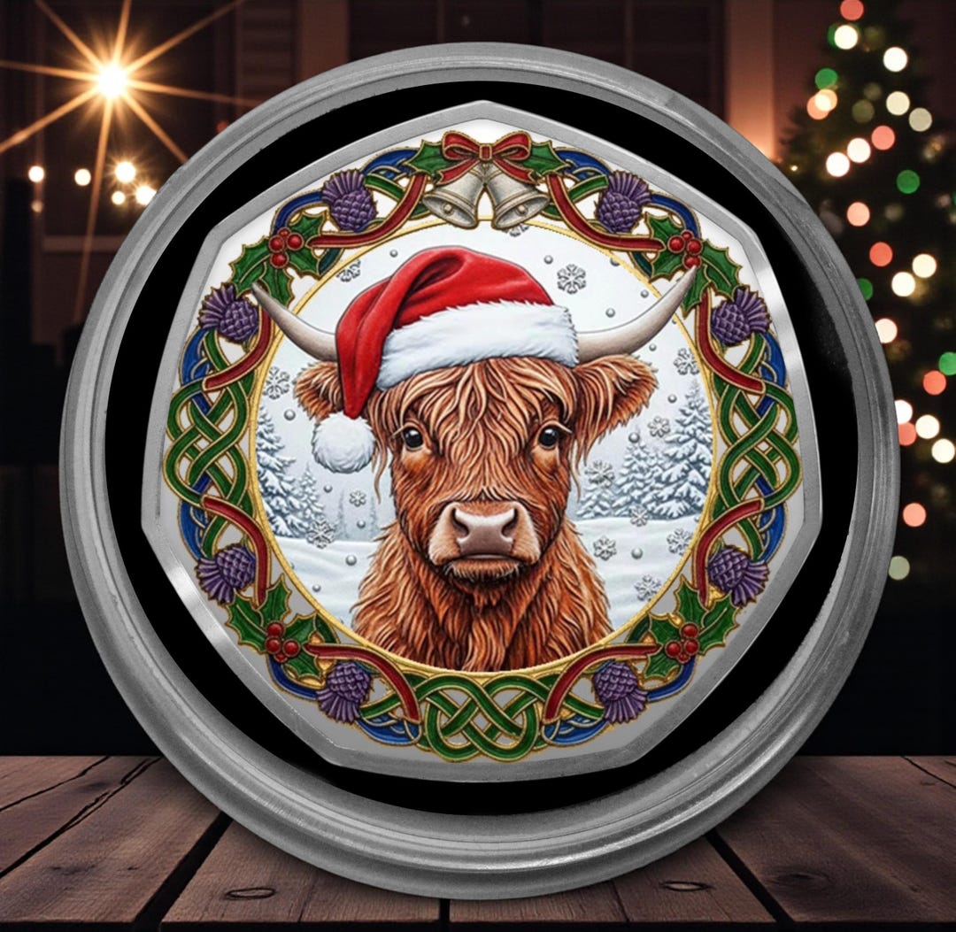 HIGHLAND COO Full Colour Silver Commemorative Coin in Capsule. Merry ...