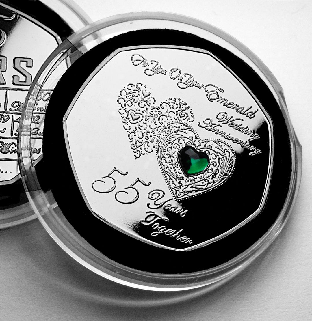 On YOUR 55th EMERALD Wedding Anniversary Silver Commemorative. Gemstone ...