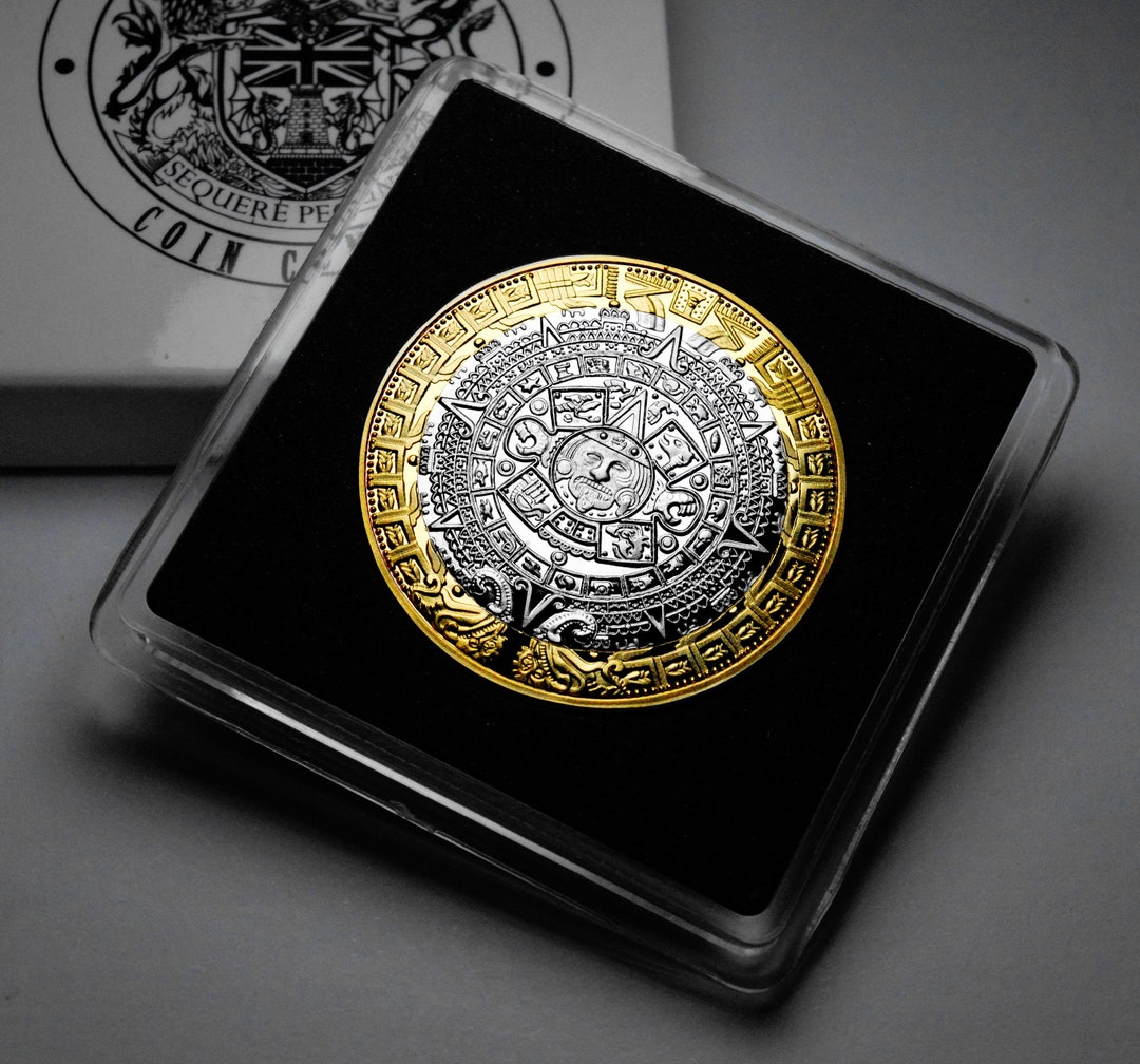AZTEC CALENDAR Silver & 24ct Gold Commemorative in Case. Mayan/maya ...