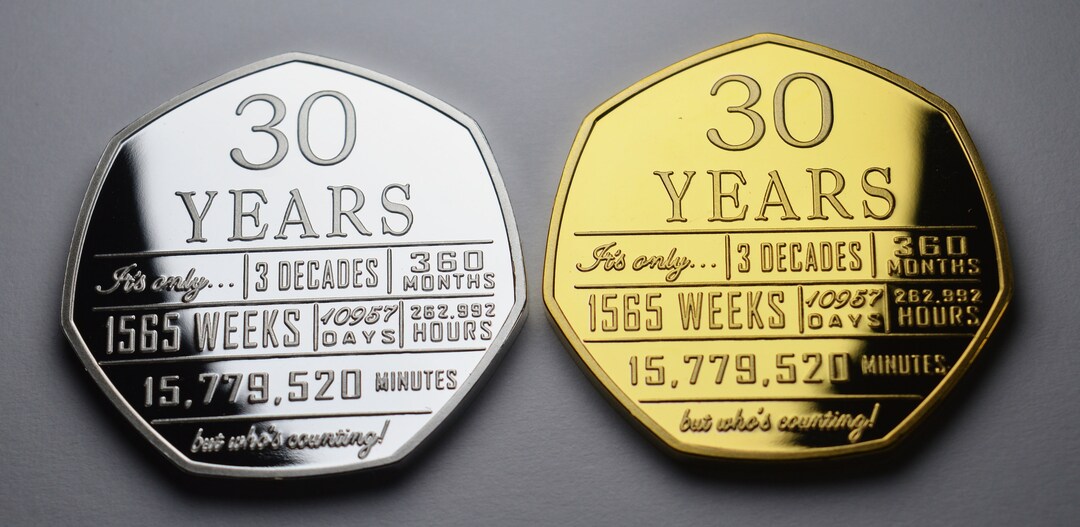 Pair of 30th Birthday Silver & 24ct Gold Commemoratives. Gift/present ...