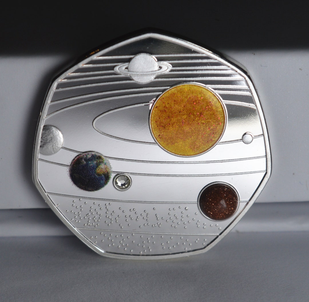 OUR SOLAR SYSTEM .999 Silver Commemorative With Colour, Gemstone and ...