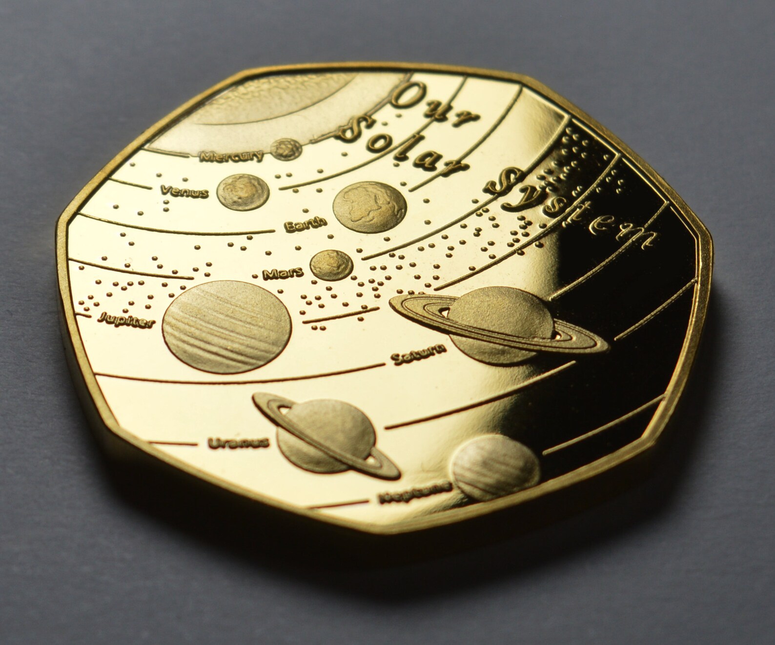 OUR SOLAR SYSTEM 24ct Gold Commemorative. Planets/stars/sun/moon Space ...