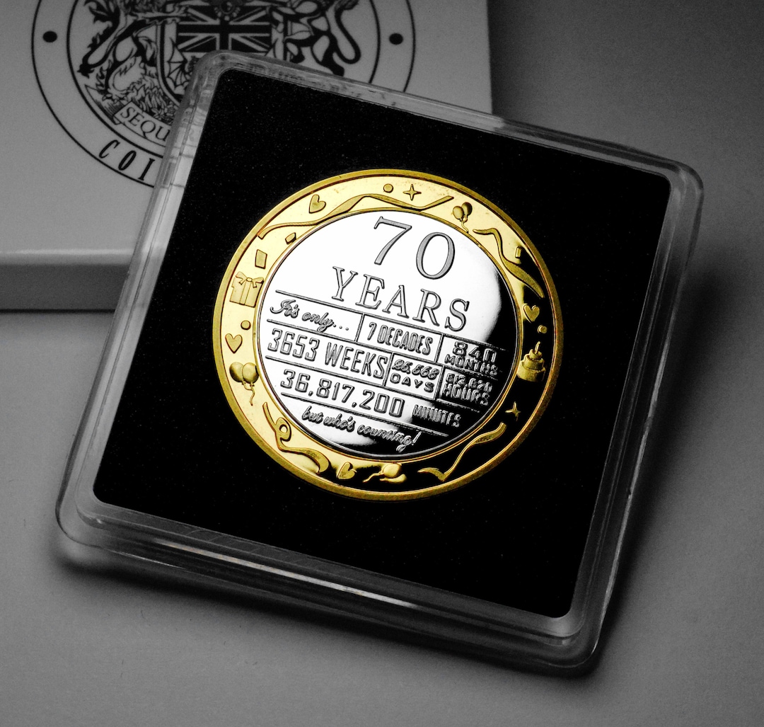 70th Birthday Dual Metal Silver & 24ct Gold Commemorative in Gift ...
