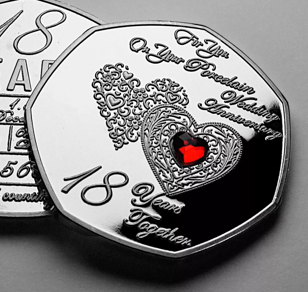 For You on YOUR 18th PORCELAIN Wedding Anniversary Silver Commemorative ...