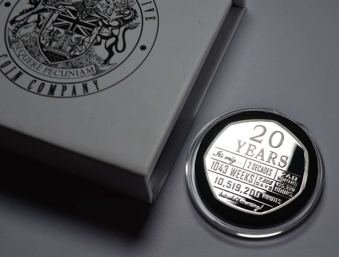 20th Birthday Silver Commemorative in Gift Box. Gift/present ...