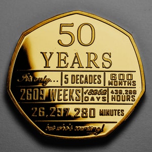 50th Birthday 24ct Gold Commemorative in Gift Box. Gift/present ...