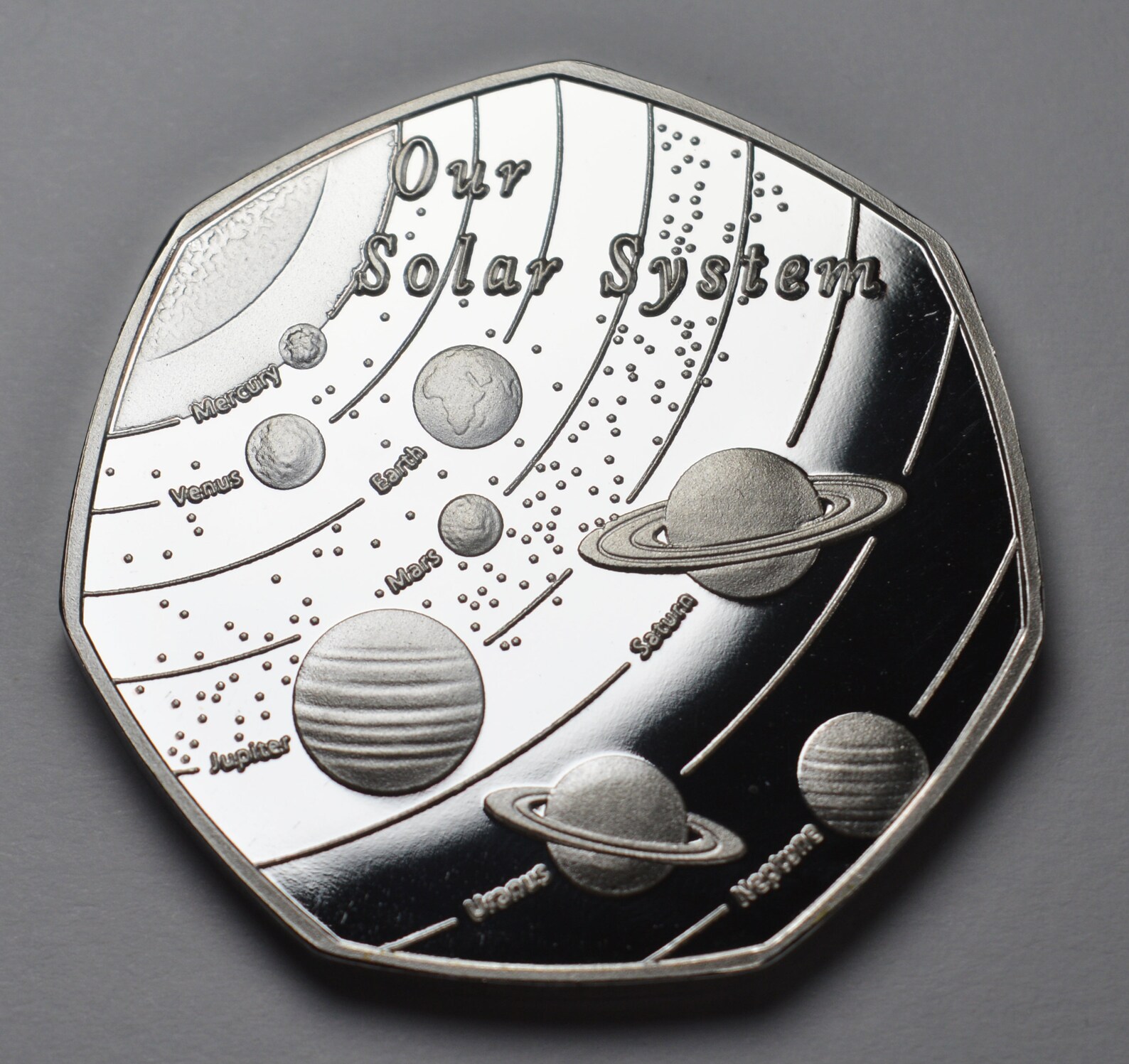 OUR SOLAR SYSTEM .999 Silver Commemorative in Capsule. Planets/stars ...