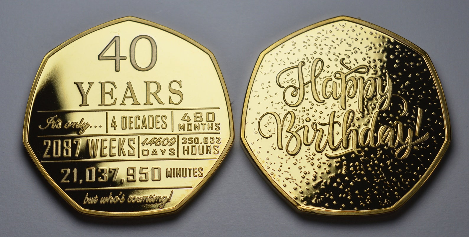 40th Birthday 24ct Gold Commemorative. Gift/present Congratulations ...