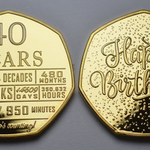 40th Birthday 24ct Gold Commemorative. Gift/present Congratulations ...