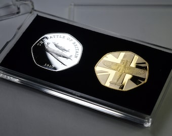 Pair of 24ct Gold WW2 Commemoratives in 50p Coin Display Case. | Etsy
