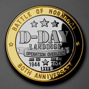 D-DAY LANDINGS 80th Anniversary Silver & 24ct Gold Commemorative Coin ...