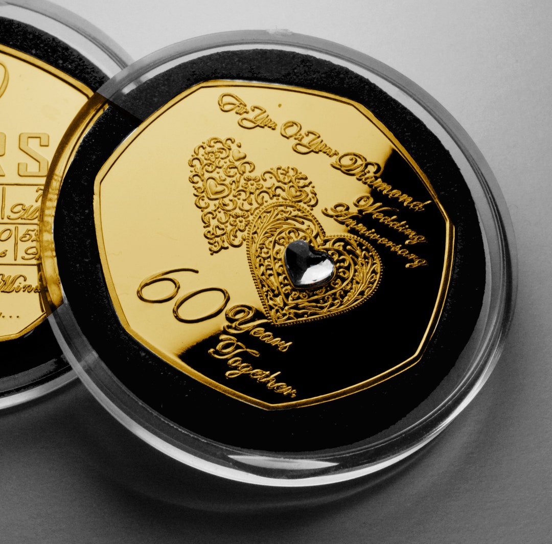 On Your 60th DIAMOND WEDDING ANNIVERSARY 24ct Gold Commemorative in ...