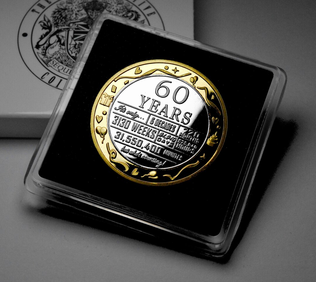 60th Birthday Dual Metal Silver & 24ct Gold Commemorative in Gift ...