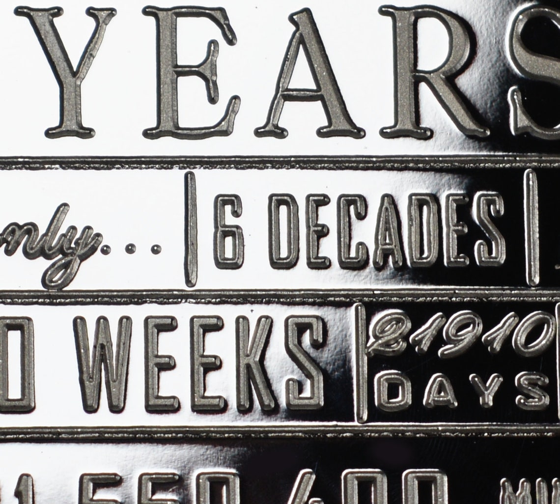 60th Birthday Silver Commemorative. Gift/present Congratulations/party ...