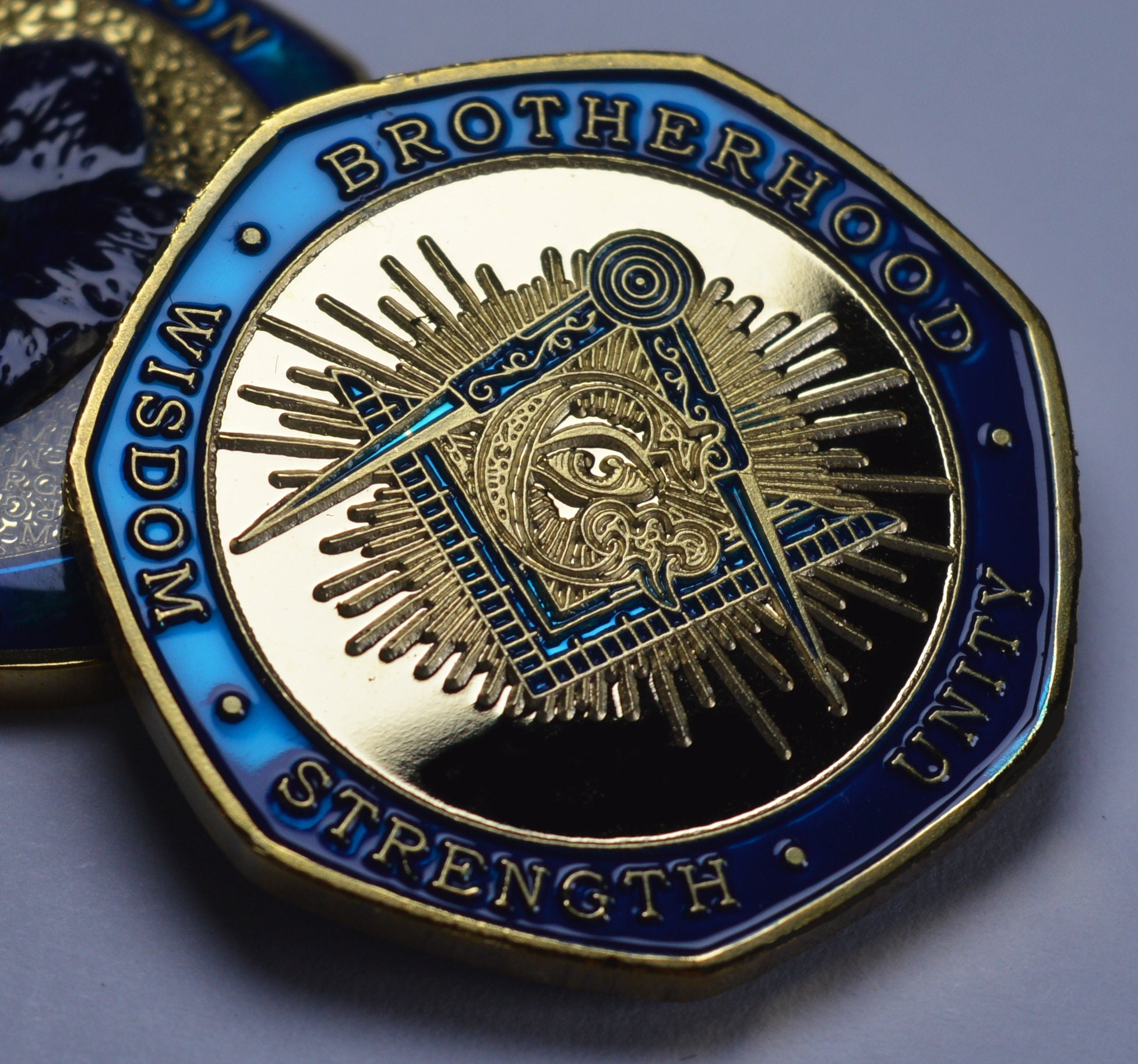 Masonic Forget-me-not 24ct Gold Commemorative With Blue Enamel and ...