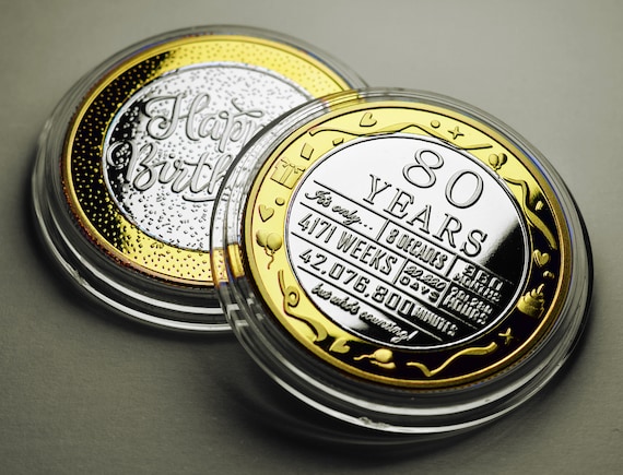 80th Birthday Dual Metal Silver & 24ct Gold Commemorative. - Etsy Australia