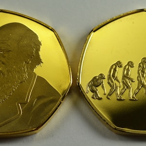 Pair of Charles Darwin Silver & 24ct Gold Commemorative Coins for ...
