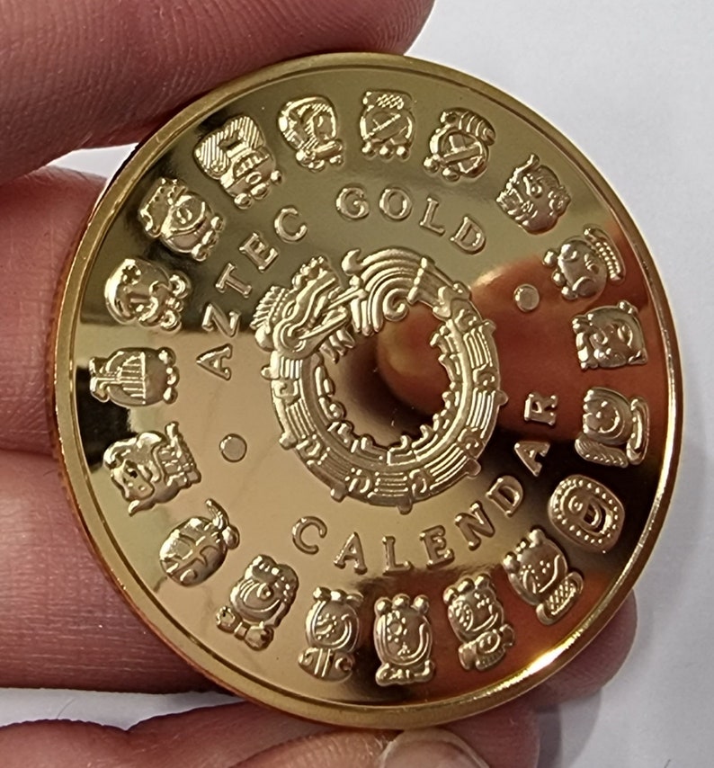 Aztec Calendar Collectable Coin/round. 24ct Gold, Colour, 40mm 30g ...