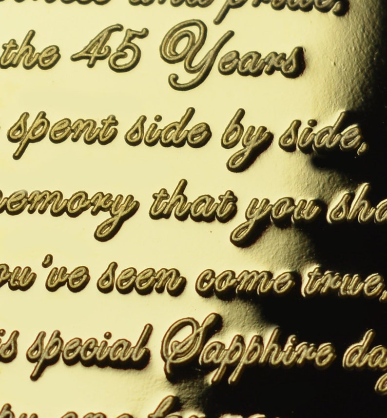 45th SAPPHIRE WEDDING ANNIVERSARY 24ct Gold Commemorative With Inlaid ...
