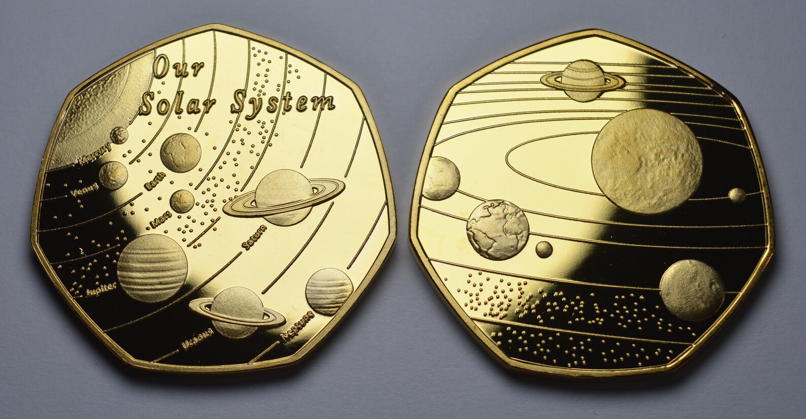 OUR SOLAR SYSTEM 24ct Gold Commemorative. Planets/stars/sun/moon Space ...