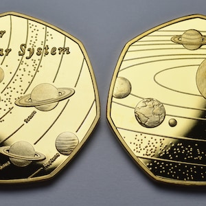 OUR SOLAR SYSTEM 24ct Gold Commemorative. Planets/stars/sun/moon Space ...