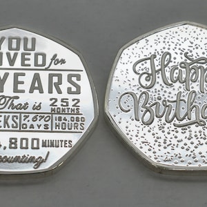 21st Birthday Silver Commemorative. Gift/present Congratulations/party ...