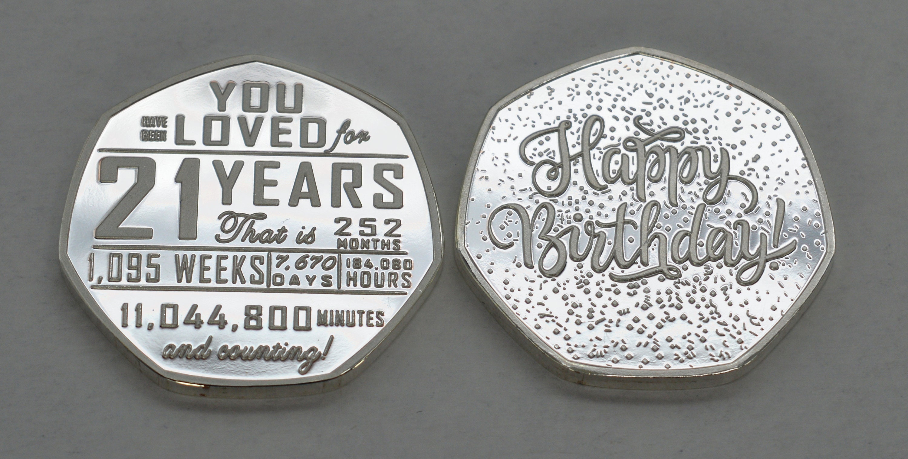 21st Birthday Silver Commemorative. Gift/present Congratulations/party ...