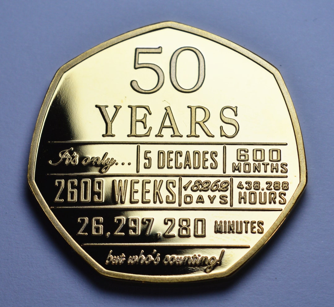 50th Birthday 24ct Gold Commemorative. Gift/present Congratulations ...