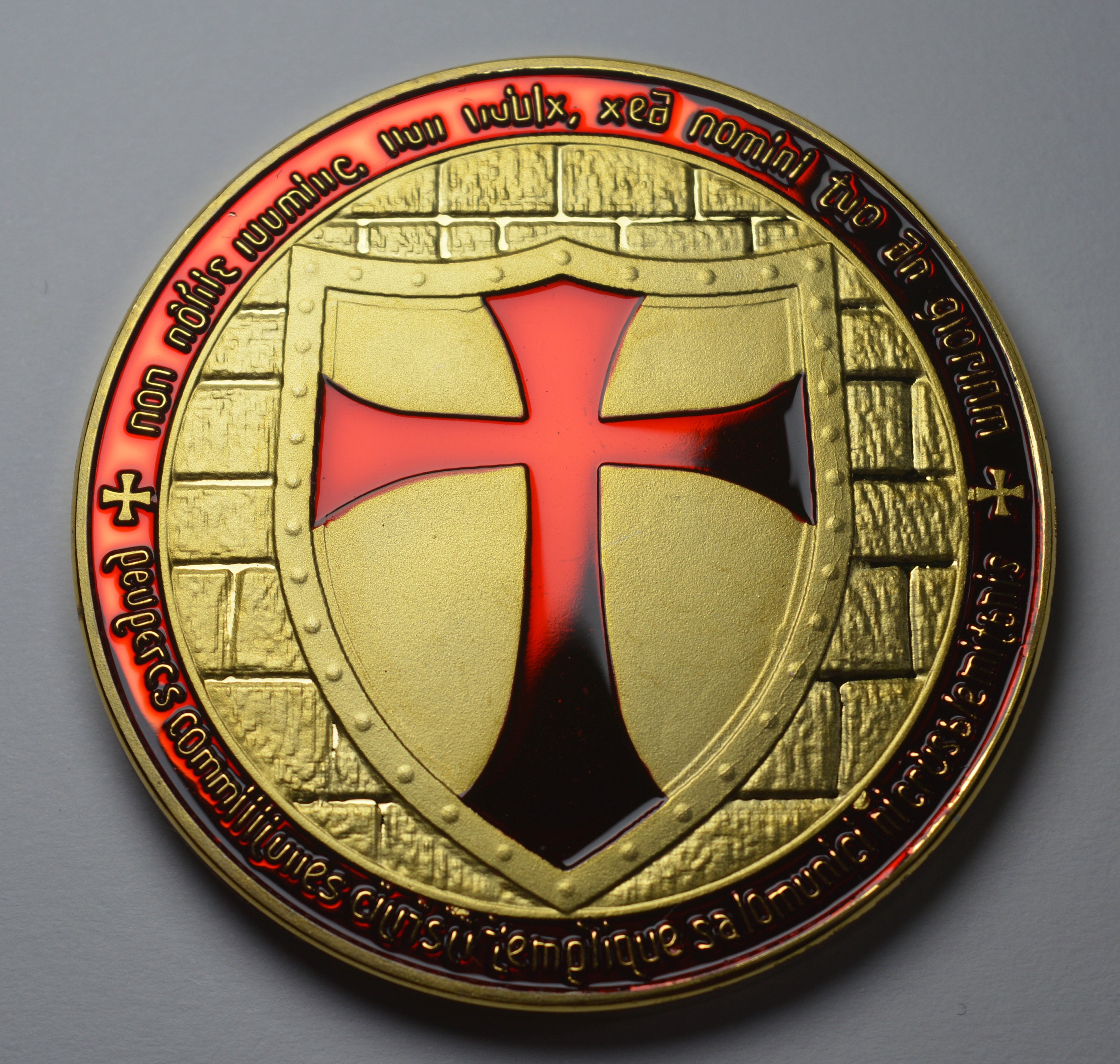 Large Masonic Knights Templar 24ct Gold Coin With Red Enamel. | Etsy UK