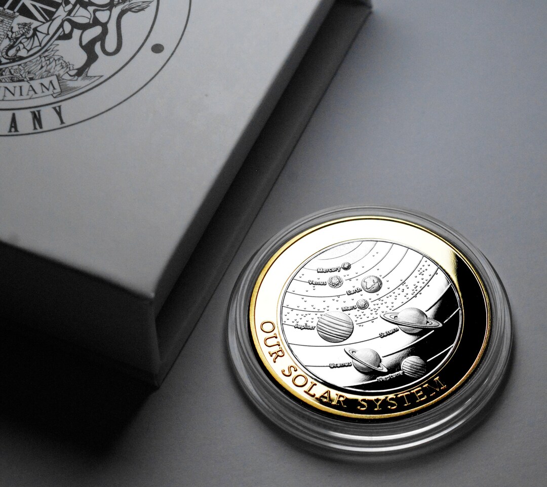 OUR SOLAR SYSTEM Dual Metal 24ct Gold .999 Silver Commemorative. Gift ...