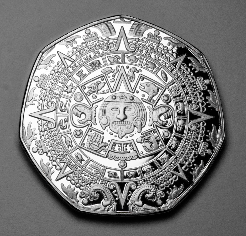 AZTEC CALENDAR Silver Commemorative in Capsule. Mayan/maya/mexico ...